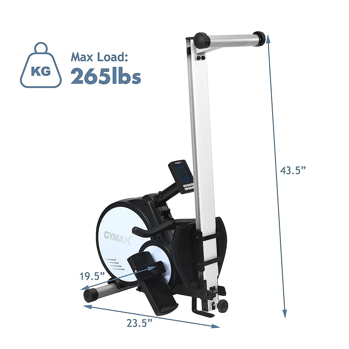 GYMAX Magnetic Rowing Machine, 16-Level Resistance Adjustable Rower with LCD Monitor, Heart Rate Sensor for Cardio Exercise, Home Gym Workout