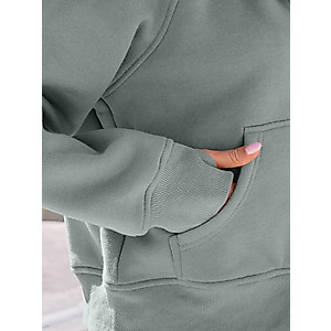 AUTOMET Womens Zip Up Hoodies Fleece Jackets Oversized Sweatshirts Fall Fashion Outfits 2025 Sweaters Winter Clothes GreyGreen L