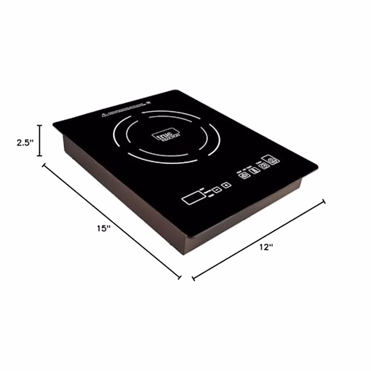 True Induction TI-1B 12-inch Single Element Black Induction Glass-Ceramic Cooktop 1750W 858UL Certified