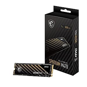 MSI SPATIUM M470 PCIe 4.0 NVMe M.2 1TB Internal SSD PCIe Gen4 NVMe 1.3 3D NAND 3300 TBW (SPATIUM M470 PCIe 4.0 NVMe M.2 1TB)