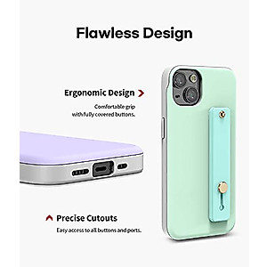 GOOSPERY SlideTok Case Compatible with iPhone 13, Card Holder Phone Finger Grip Band Loop Stretch Holder Kickstand 2 Card Storage Dual Layer Protective Bumper Wallet Cover (Mint)