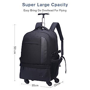 AOPMGOE AOKING 21″Water Resistant Rolling Wheeled Backpack Laptop Compartment Bag (Black)