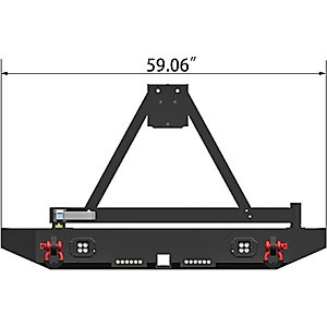 LUYWTE For 1997-2006 Wrangler TJ New Black Texture Steel Rear Bumper With Spare Tire Carrier&Lights&D-Rings
