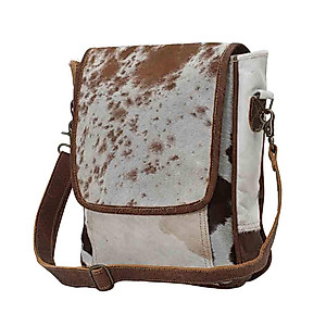 The Sidekick Genuine Hair-On Hide Leather Trim Messenger Bag