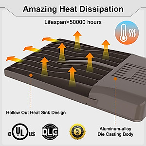 ADUB 320W LED Parking Lot Light with Photocell, UL Listed LED Pole Light Outdoor, 48000LM, LED Parking Lot Light 320W/250W/200W, LED Shoebox Light 5700K 5000K 4500K