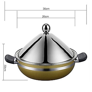 Tajine, with base, suitable for various types of stoves, induction cookers and ovens, suitable for soup pot, steamer, Taji pot, stainless steel multifunctional pot, diameter 26cm
