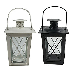 Homyl Metal Lantern Garden Lantern Wind Light Lantern Candle Holder Home Garden - Black, 6.69inch Height