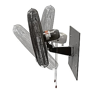 Comfort Zone CZHVW30EX 30” 2-Speed Oscillating High Velocity Industrial Wall Fan, All-Metal Construction, Adjustable Tilt, Steel Mounting Bracket with Adjustable Angle, Aluminum Blades, Black