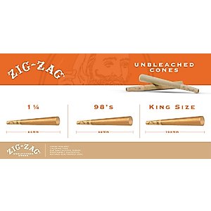 ZIG-ZAG Pre-Rolled Cones - Natural Unbleached Pre Rolled Rolling Papers Bulk Pack - Easy to Use and Convenient - 1 ¼-Inch Size - Pack of 50