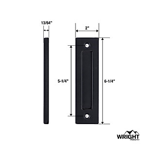 Wright Products Sliding Flush Barn Door Handle Set, Matte Black, 1 Pack - Mounting Hardware Included