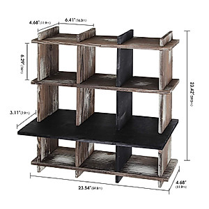 J JACKCUBE DESIGN Rustic Farmhouse Wooden Bathroom Shelves, Wooden Over The Toilet Shelf Toilet Paper Cabinet Tissue Roll Towel Plant Storage Organizer with 9 Compartments for Bathroom Decor - MK627A