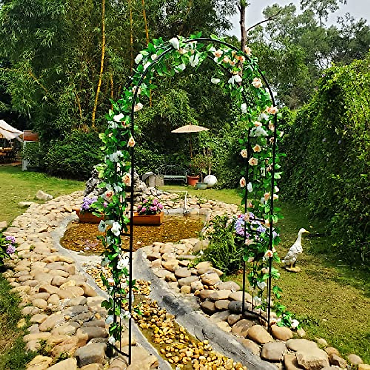 SCENDOR Wedding Arch Garden Arbor Curved Metal Durable Iron Garden Arch Trellis for Climbing Plants Outdoor Ceremony