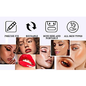 Eye Makeup Remover Pen, Eye Makeup Corrector Pen Makeup Remover Eraser Stick Wash Free Quick Makeup Correction Lipstick Eyeliner Smudged Correction Easy-to Use & Travel-Friendly Makeup Removing Gel Pen With 3-in-1 Replacement Heads