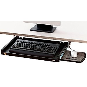 3M Adjustable Under-Desk Keyboard Drawer, Three Height Settings, Wide Tray with Gel Wrist Rest Accomodates Most Keyboards, Slide Out Mouse Platform with Precise Mouse Pad, Black (KD45)