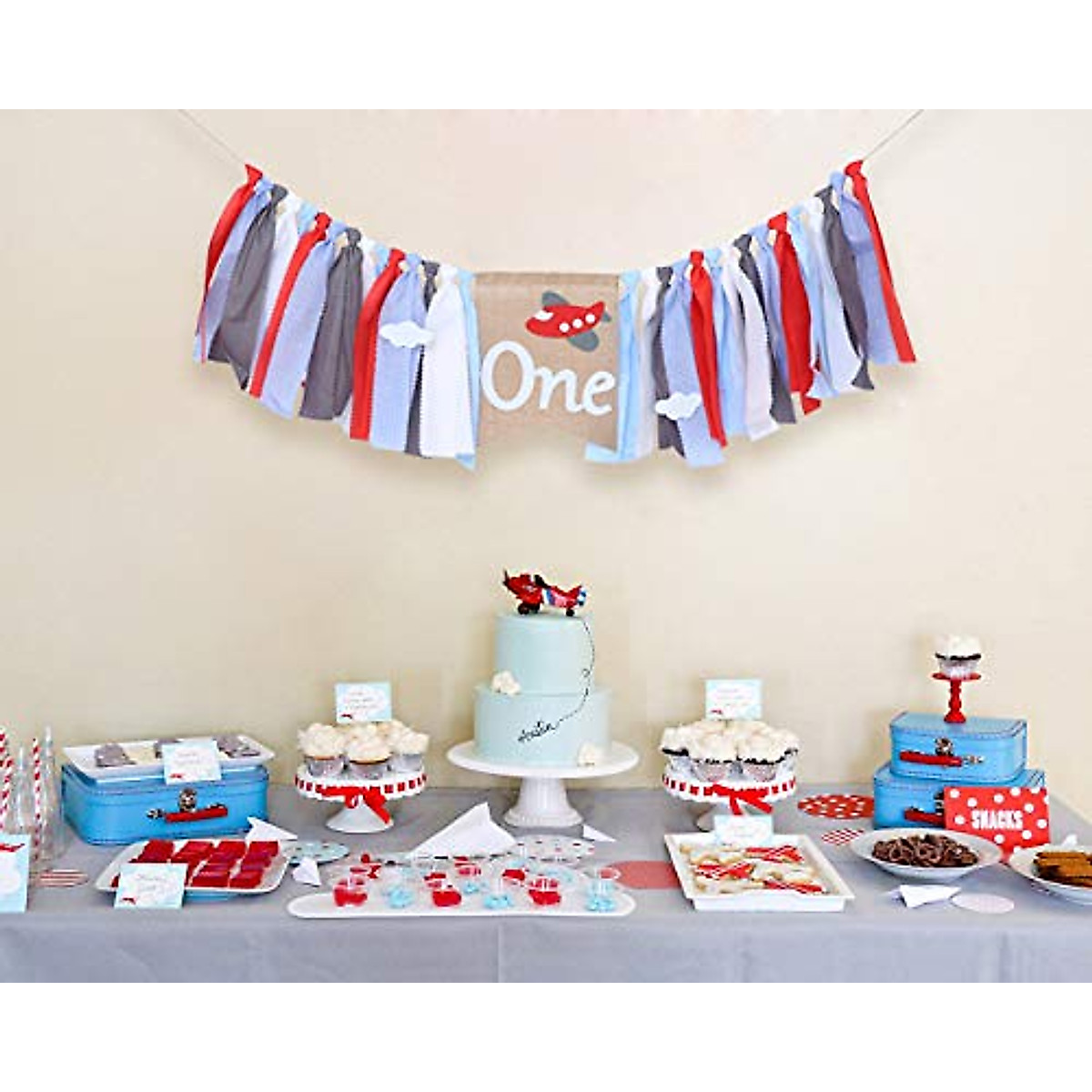 Airplane Birthday Banner for 1St Birthday – First Birthday Decor for Airplane Banner,Airplane Birthday Party for for Photo Booth Props,Best Party Supplies and Gift