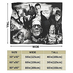 Frankenstein Blanket Throw Blankets Ultra Soft Flannel Lightweight Throws for Couch, Bed, Plush Fuzzy Flannel Microfiber Warm Thermal Blanket All Seasons Use 60"x50"