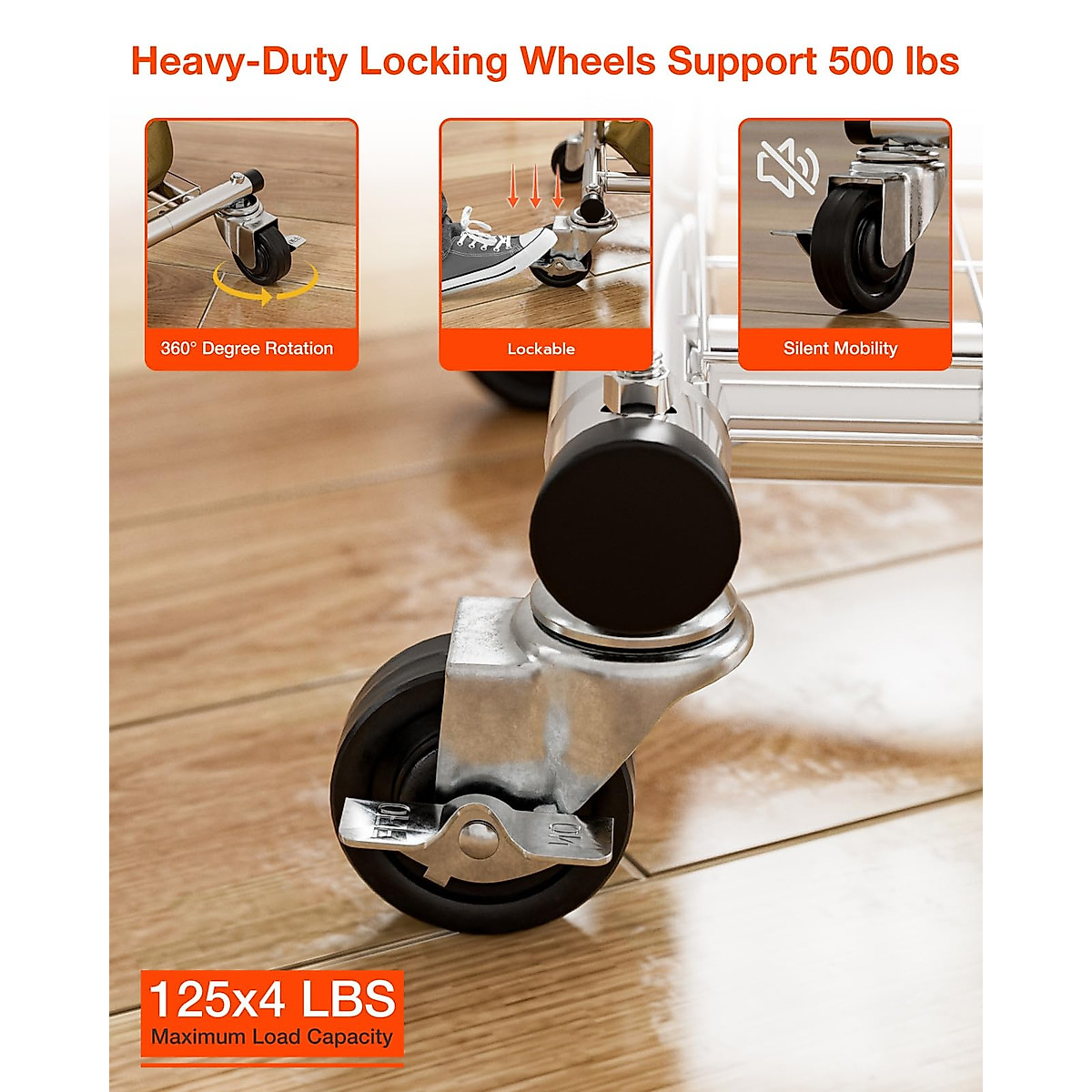 Frylr Heavy Duty Clothing Rack - Portable Metal Garment Rack with Wheels, Rolling Clothes Rack with Adjustable Hanging Rods, and Free Standing Design, Silver