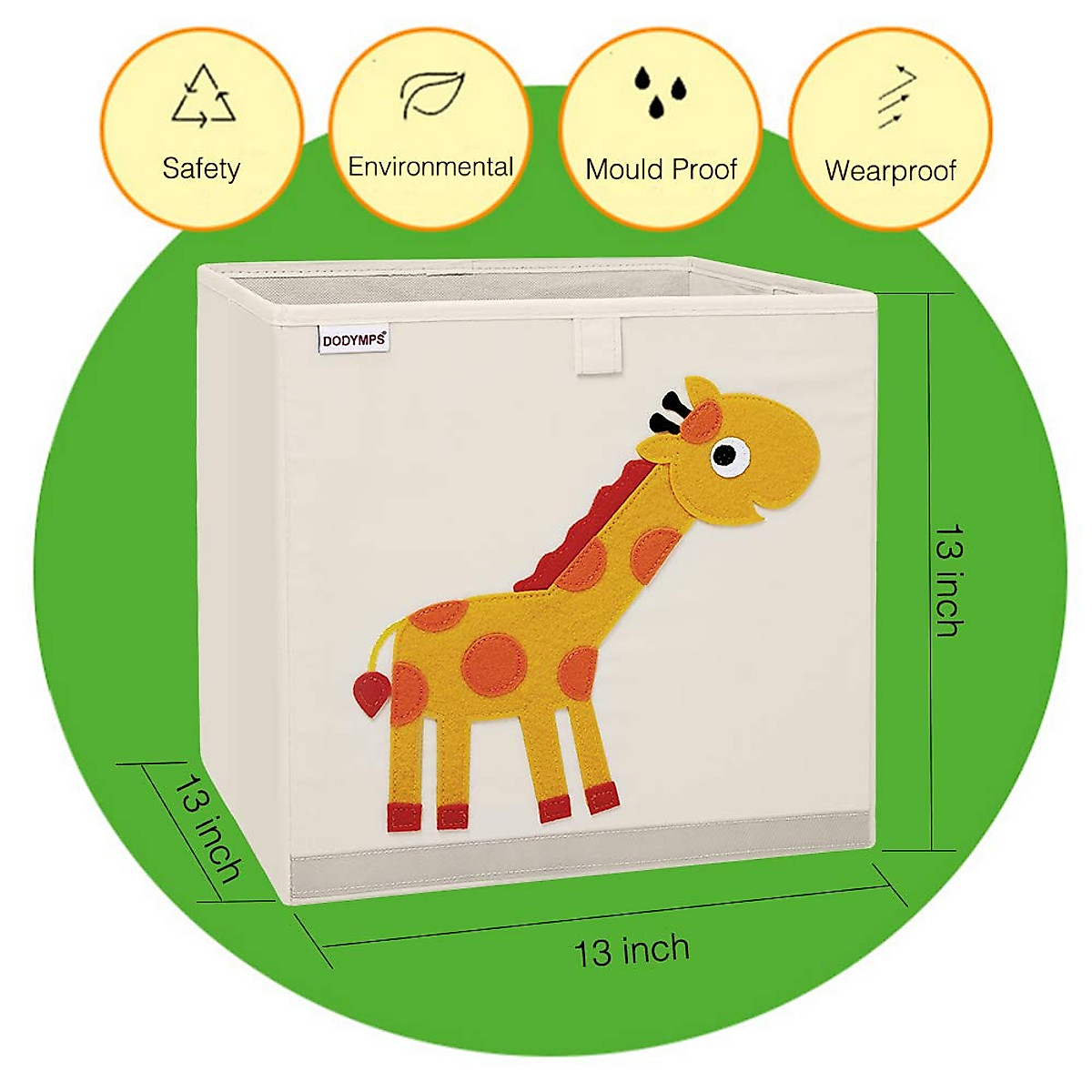 DODYMPS Foldable Animal Toy Storage Bins/Cube/Box/Chest/Organizer for Kids & Nursery, 13 inch (Giraffe)