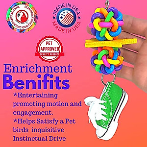 Bonka Bird Toys 1356 Star Sneaker Rubber Chew Wood Cotton Parrot Quaker Parrotlet Budgie Cockatiel