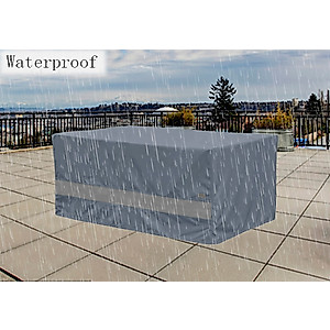 Garden Balsam Waterproof Rectangular Patio Table and Chair Cover Bluish Grey/Grey 78" L X 62" D X 28" H Outdoor General Purpose Furniture Covers Patio Furniture Set Cover