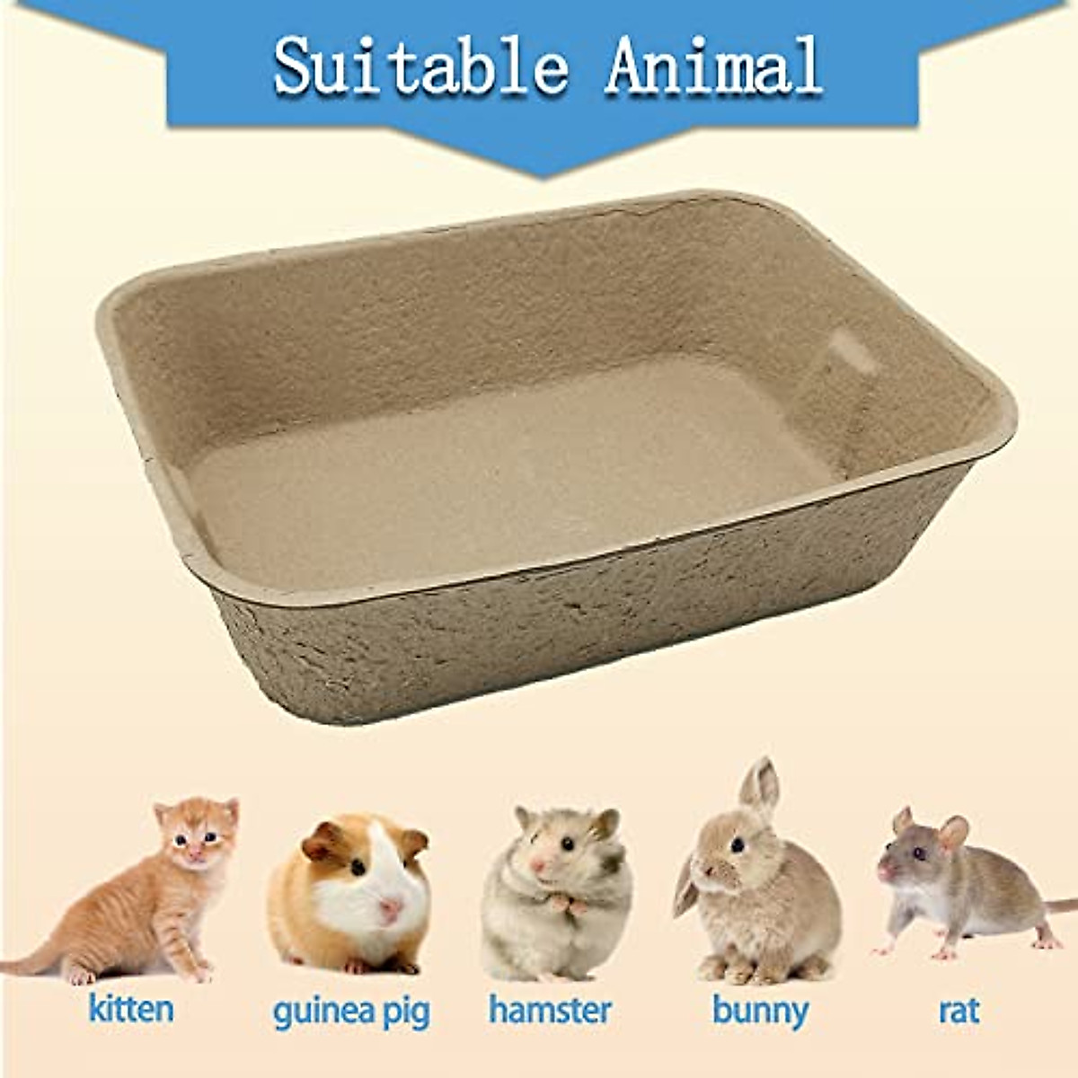 kathson 8 Pcs Disposable Litter Boxes for Cats Pet Paper Litter Tray Liner Disposable Litter Pan Travel Small Animal Potty for Kitten Puppy Hamster Guinea Pig Rabbit Bunny (16.14 x 12.2 x 3.7 inch)