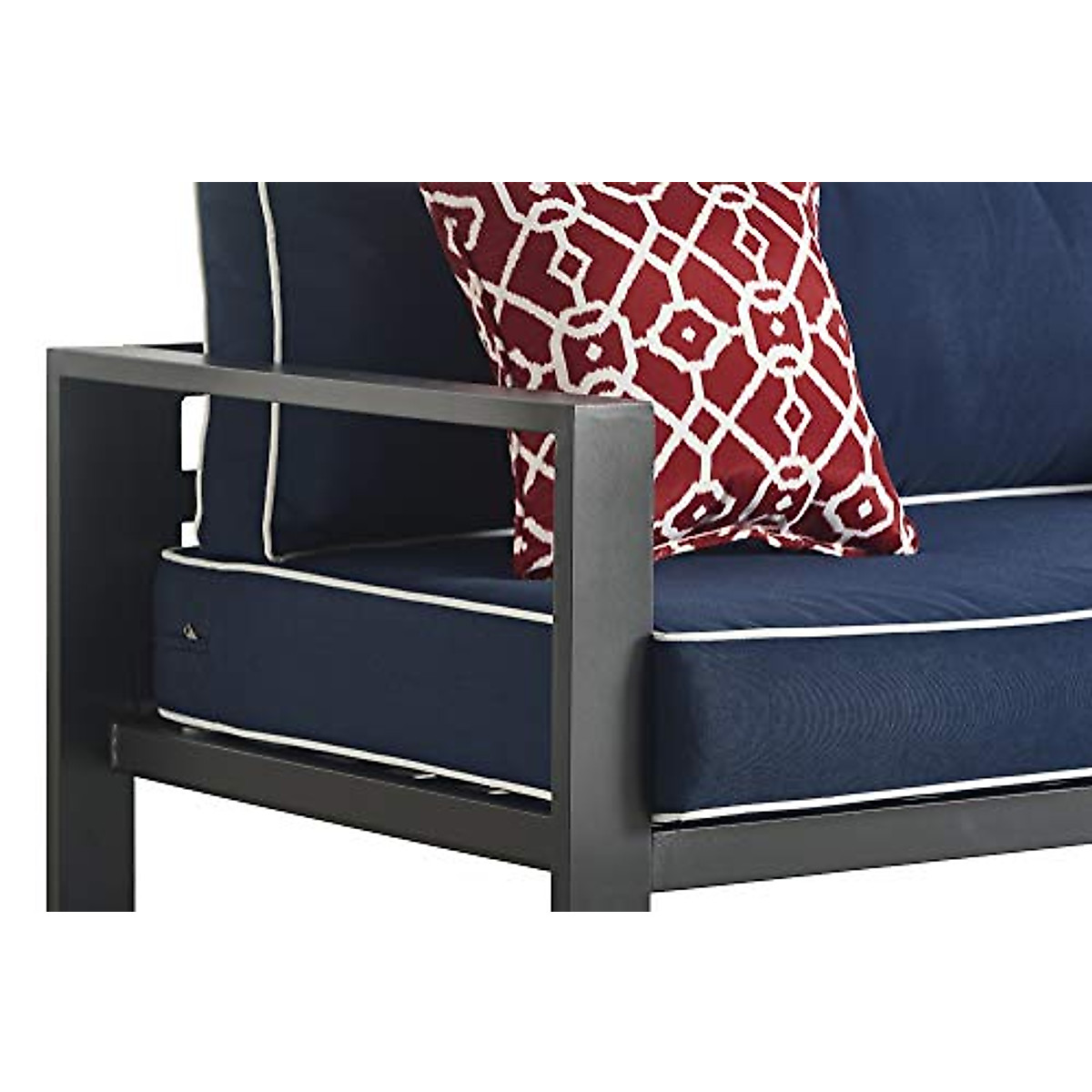 Tommy Hilfiger Monterey Modern Patio Outdoor Furniture Collection, Weather Resistant, Metal Frame, Sofa, Navy Blue & Dark Gray