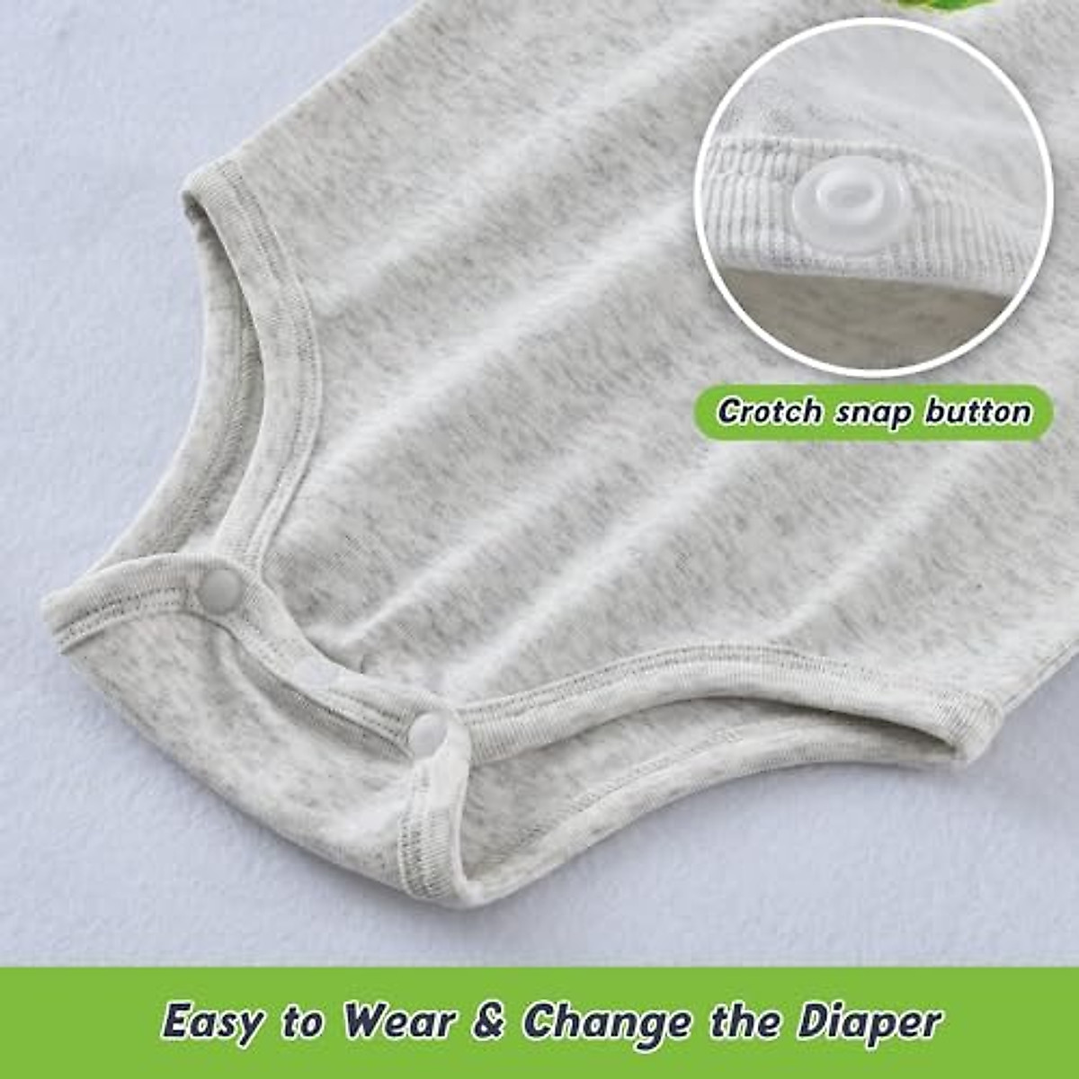 WAWSAM Little Brother Saurus Bodysuit Baby Boys’ Dinosaur Newborn Romper Gift (Light Grey, 0-3 Months)