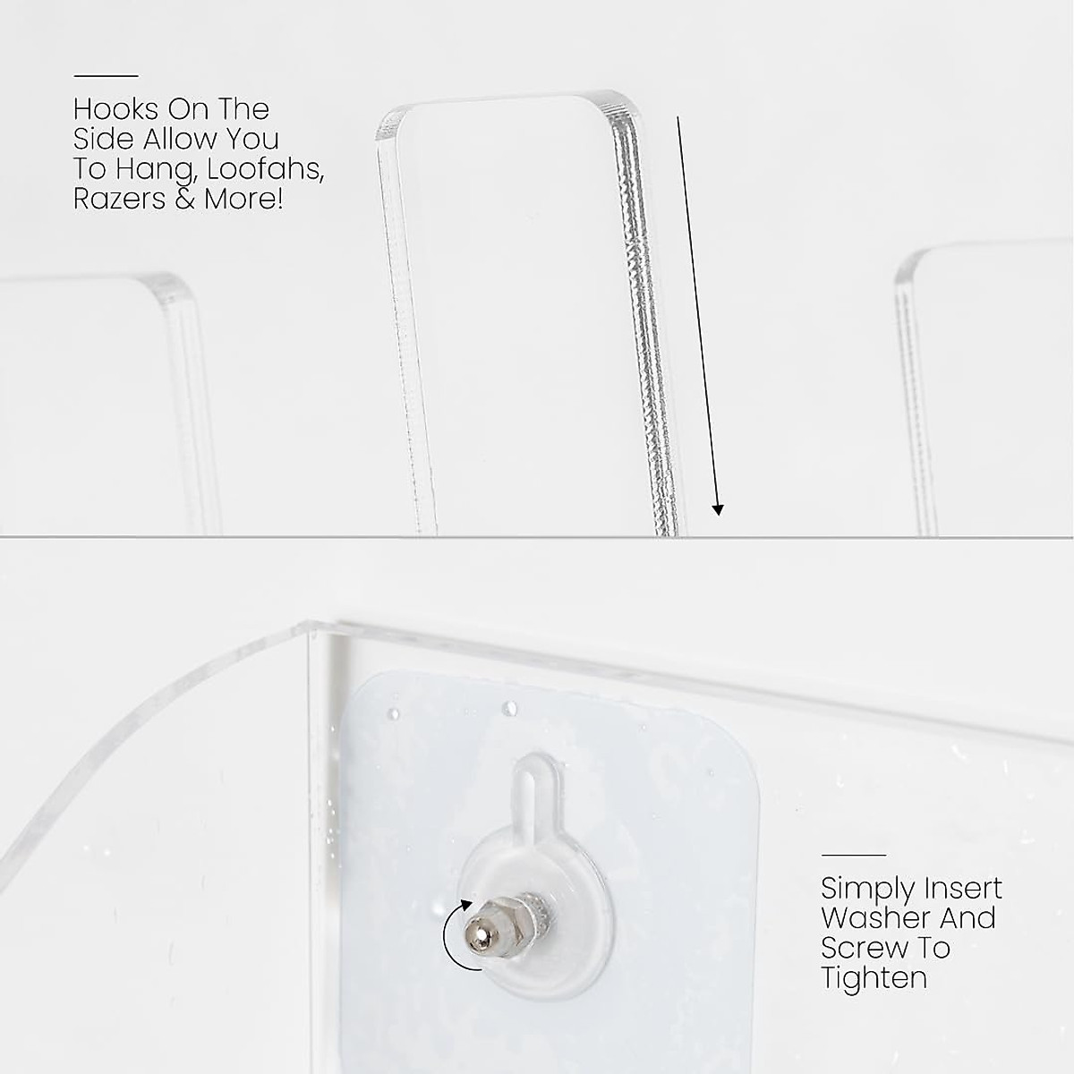 ANGORA BRANDS Acrylic Shower Shelves | Bathroom Shower Caddy Organizer | No Drilling, Adhesive Wall-Mounted Floating Shelves | 2 Pack Tranparent Shelf Organizer For Storage & Display by Cotea