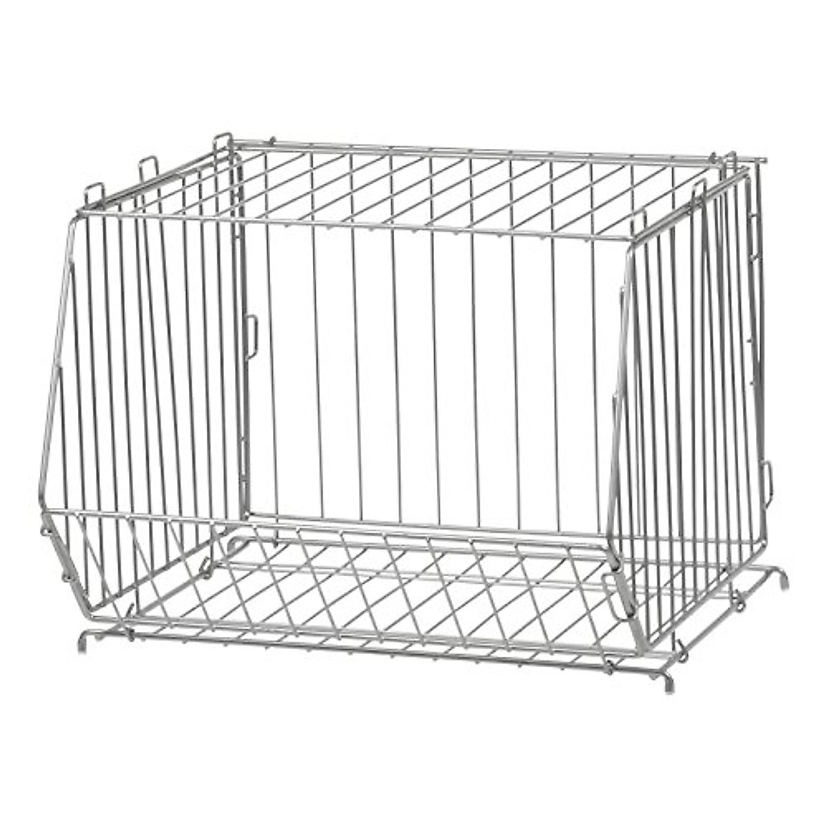 IRIS USA 17" Modular Wire Stacking Storage Basket, Great Storage for Linens, Groceries, Toys, Books, and More, Stackable, Easy Assemble, Multipurpose Home Organizer, Silver