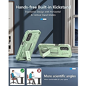 FNTCASE for Samsung Galaxy A14-5G Case: Dual-Layer Protective Textured Shockproof Rugged TPU Cover with Kickstand | Military Grade Drop Protection | Heavy Duty Cell Phone Protector(Lime Green)