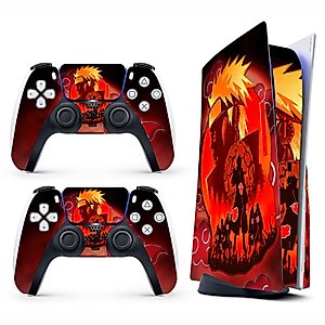 HK Studio Anime Ninja Decal Sticker Skin Specific Cover for Both PS5 Disc Edition and Digital Edition - Waterproof, No Bubble, Including 2 Controller Skins and Console Skin