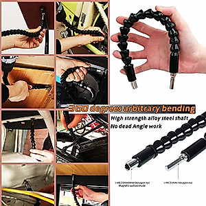 31Pcs Flexible Drill Bit Extension Set,105°Right Angle Drill Attachmen,Rotatable Joint Socket 1/4 3/8 1/2 Inch Hex Socket Adapter,Socket Bendable Drill Bit Extension,6pcs Screwdriver Bits Holder