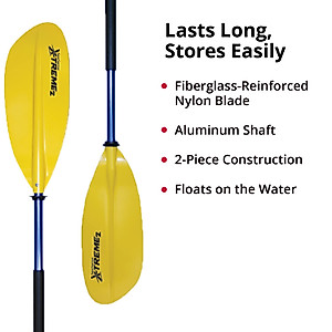 SeaSense XTreme 2 Kayak Paddle, Yellow-Blue, 84” - Fiberglass Reinforced Nylon Blades, 2-Piece Construction - Great for Sport, Sea, Whitewater, Recreational & Fishing Kayaking