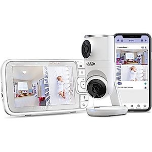 Hubble Connected Dual Vision Smart HD Baby Monitor with 2 Cameras, WiFi Baby Monitor with App and Screen, Remote Pan Tilt Zoom, 2-Way Talk, AI Motion Tracking, Night Vision, Room Temperature Sensor