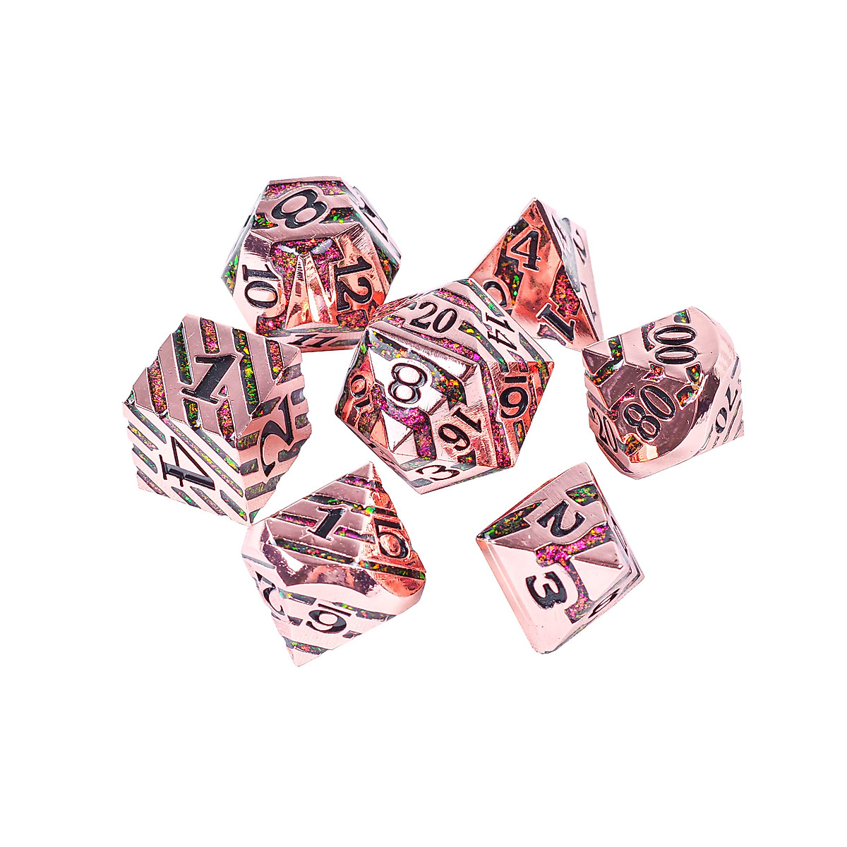 Copper Vein of Magic DND Metal Dice Set for Dungeons and Dragons Gifts, D&D, D and D, Pathfinder, Accessories, D20, Polyhedral, Resin Dice, Metal, Dice Tray, Tower, Bag, Box