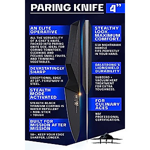 Dalstrong Paring Knife - 3.75 inch - Shadow Black Series - Black Titanium Nitride Coated - High Carbon - 7CR17MOV-X Vacuum Treated Steel - Sheath - NSF Certified