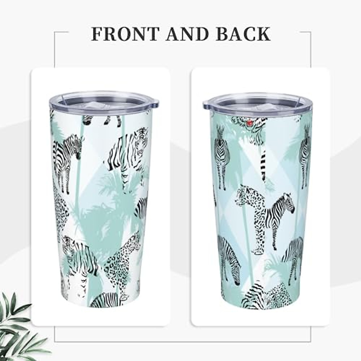 Yaxongx 20oz Tumbler Leopards Tiger Zebra Double Wall Vacuum Insulated Coffee Mug with Lid and Metal Straw Brush Reusable Stainless Steel Water Bottle Travel Cup Gifts for Car Ice Drinks Hot Beverage
