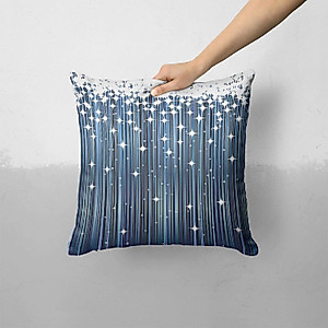 iiRov Dark Blue & White Shimmer Strips - Custom Decorative Home Decor Indoor or Outdoor Throw Pillow Cover Plus Cushion Set for Sofa, Bed or Couch (Pillow CASE Cover Plus Cushion)