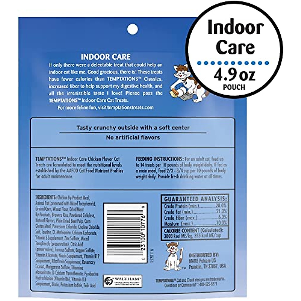 Whiskas Temptations indoor care Chicken Flavor Cat Treats 4.9 oz by Mars (3-Pack Bundle)