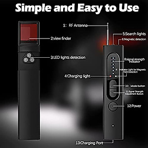 BTFDREEM Hidden Camera Detectors and Bug Detector, Hidden Devices Detector, Anti Spy Detectors, Spy Camera Detector, RF Wireless Signal Scanner for Home Office Travel