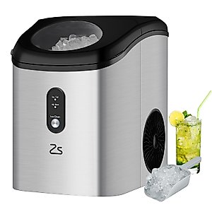 Zstar Nugget Ice Maker Countertop, 34Lbs/24H, Portable Ice Machine with Ice Scoop, Rapid Ice Making in 6-8min, Self-Auto-Cleaning & Timer Function, 45db, Chewable Pellet Ice Maker with Ice Basket