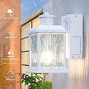 Dusk to Dawn White Outdoor Porch Lights with 2 GFCI Outlets, Waterproof Wall Lights Mount for House, Aluminum Anti-Rust Exterior Light Fixture, Wall Sconce, Wall Lamp, Wall Lantern for Balcony, Garage