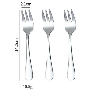 6 PCS Cake Forks Essential Dessert Forks Stainless Steel Pastry Fork Set for Fruit Ice Cream Salad Steak Pizza Noodles(Sliver)