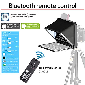 LENSGO TC7 8” Teleprompter for iPad Tablet Smartphone DSLR Camera, APP Compatible with iOS & Android System for Online Teaching Vlog Live Streaming Interview, Fold in One Sec-Black