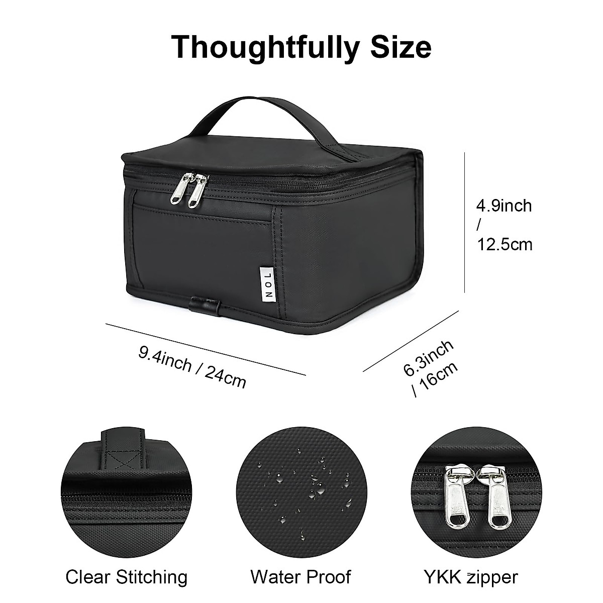 NOL Natural Organic Lifestyle Small Lunch Bag Mini Lunch Box Insulated Lunch Bag for Men/Women Leakproof Cooler Tote Bag Lightweight Nylon Waterproof Lunch Box For Work, Black