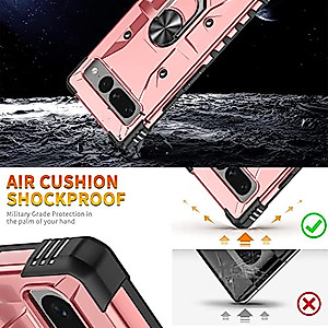 Compatible with Google Pixel 7 PRO Case with [2 Pack] HD Screen Protector,360 Ring Kickstand,Military Grade Heavy Duty Shockproof Hybrid Hard Protective Phone Case Google Pixel 7 PRO Pink