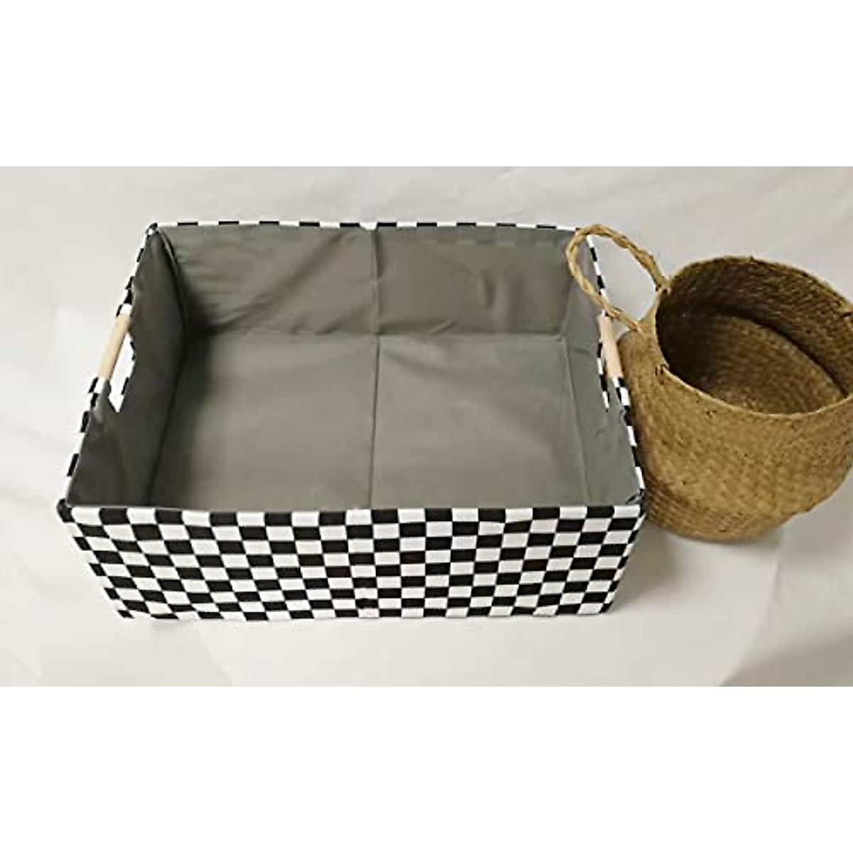 FUULOXE Storage Bin for Shelves Rectangle Closet Baskets Foldable Box with Handles, Gray Storage Bins, Storage Boxes for Home Office Car Dormroom