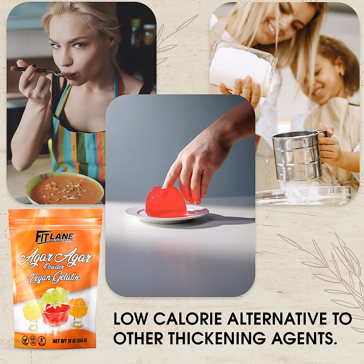 Agar Agar Powder 8oz - Vegan Gelatin Powder Unflavored - For Use in Baking, Vegan Jello, DIY Petri Dishes, as a Thickener and Gummy Candy Mixes – Nutrient Rich - by Fit Lane Nutrition