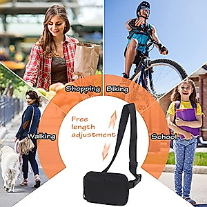 2Pack Unisex Fanny Belt Bag with Adjustable Strap Fashionable Mini Waist Packs for Runnning Workout Hiking Travelling and Everywear Daily Use (2pack Black-Orange)