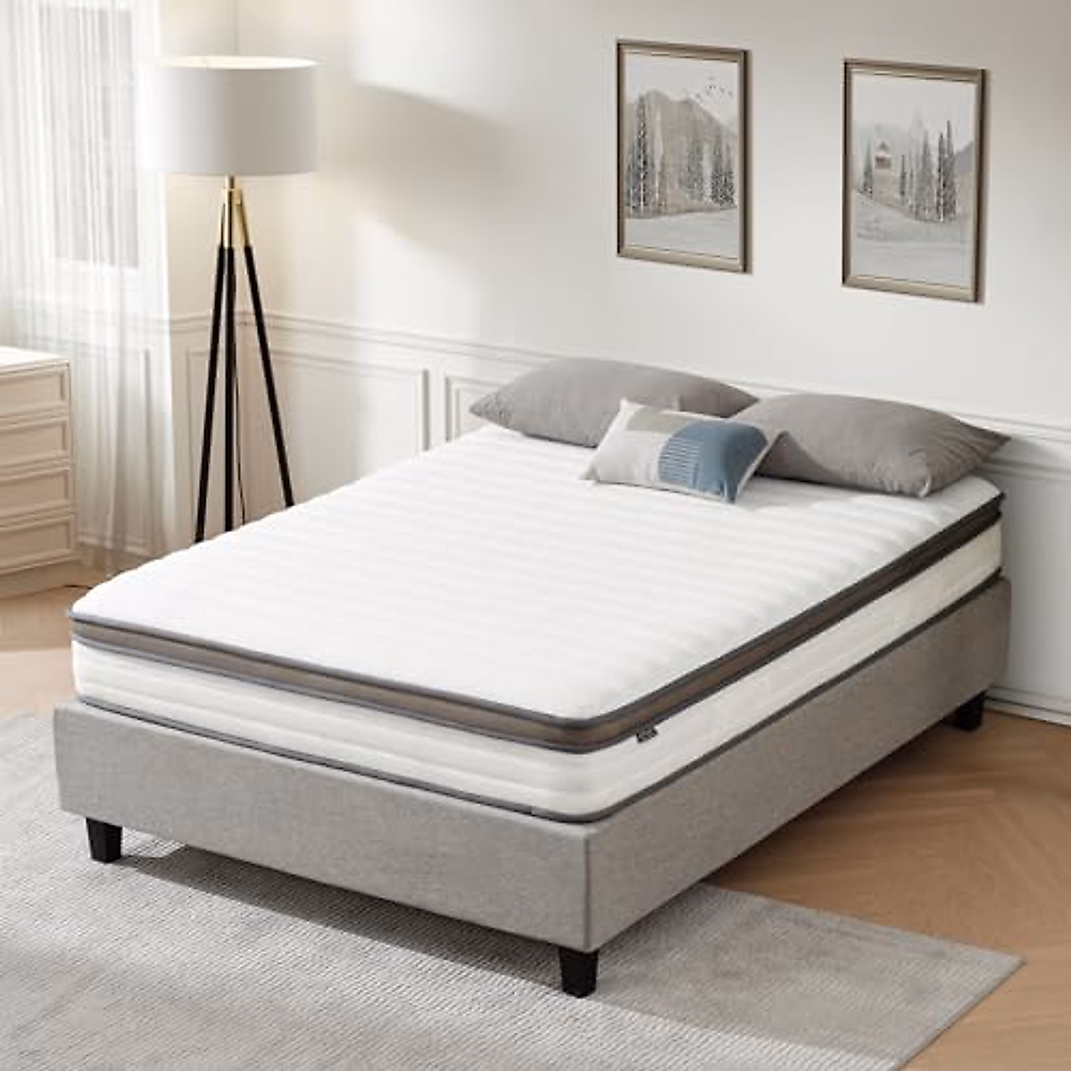 Z-hom Full Mattress Bed in a Box, 10 Inch Cooling Memory Foam Spring Mattress Full Size, Hybrid Innerspring Mattress Full, Medium Soft Full Mattresses for Silent Sleep, White